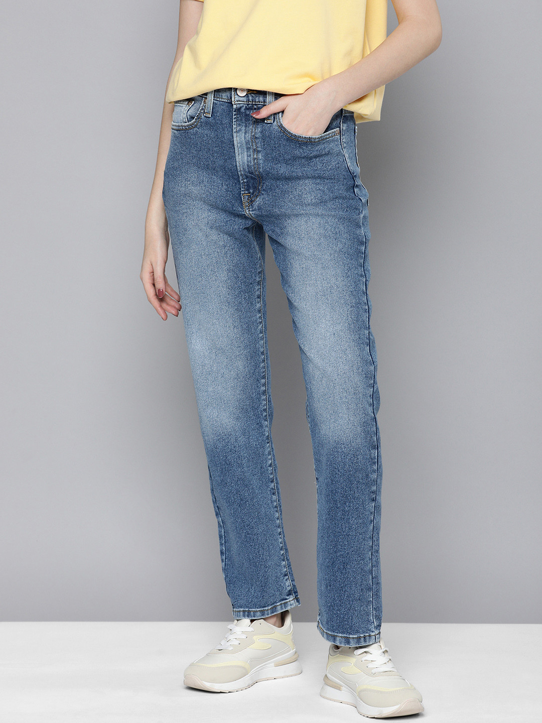 Buy Levis Women Straight Fit High Rise Heavy Fade Jeans - Jeans for ...