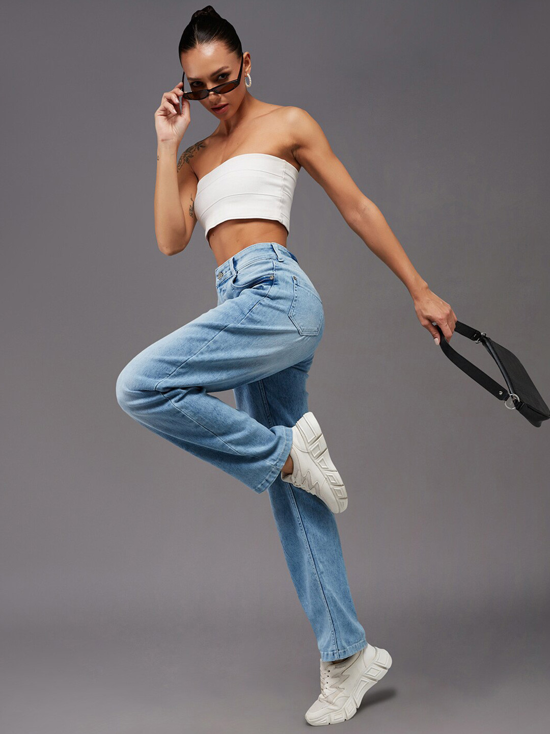 Buy Miss Chase Wide Leg Fit High Rise Clean Look Regular Length ...