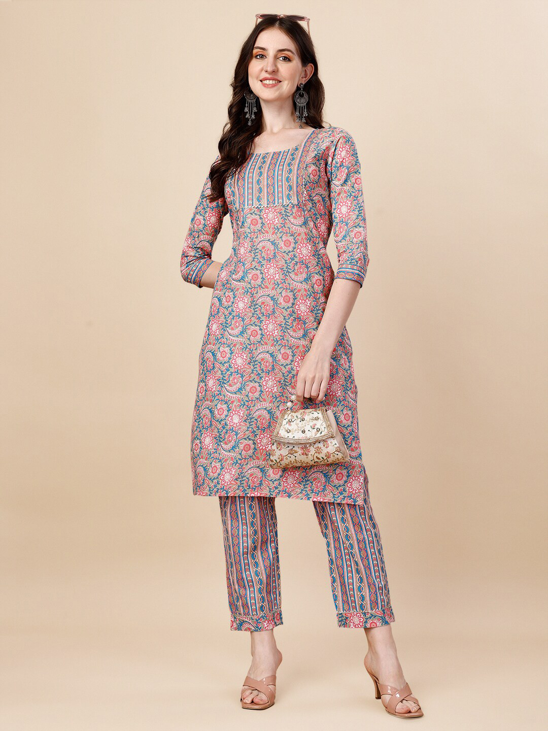 Buy Dhyey Fashion Floral Printed Pure Cotton Kurta With Trouser - Kurta ...