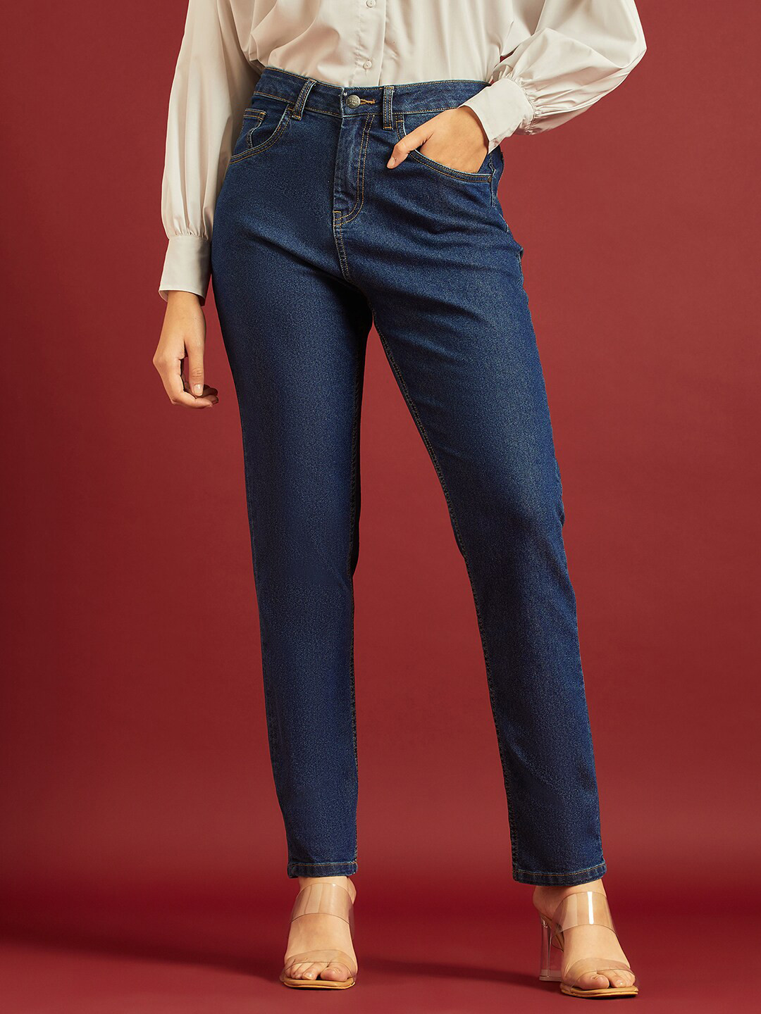 Buy All About You Women Comfort Boyfriend Fit High Rise Stretchable ...