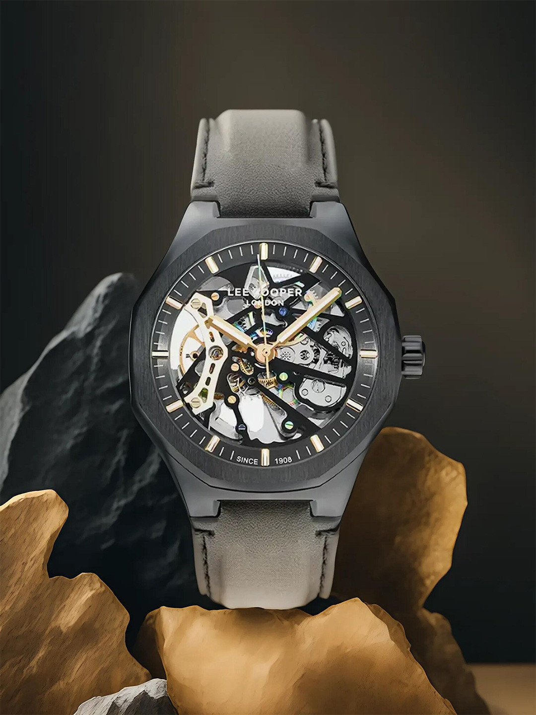 Buy Lee Cooper Men Skeleton Dial Analogue Automatic Motion Powered ...