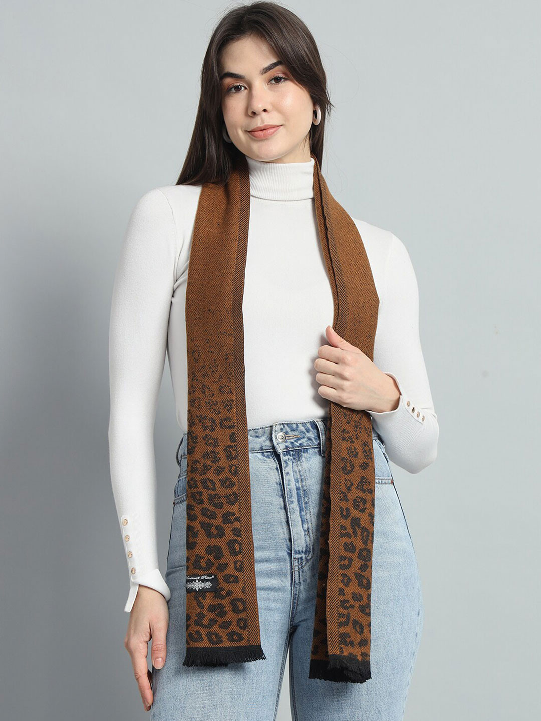 Buy HANDICRAFT PALACE Animal Printed Reversible Woven Wool Scarf ...
