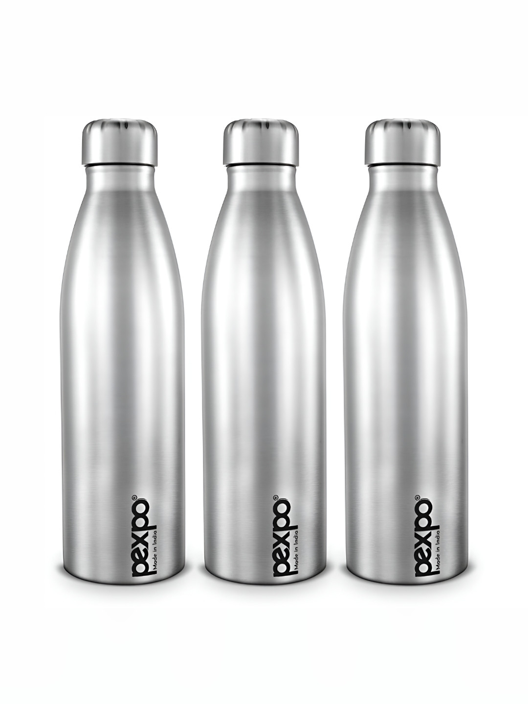Buy Pexpo GENRO 3pc Fridge Water Bottle 700ml Single Wall Silver ...