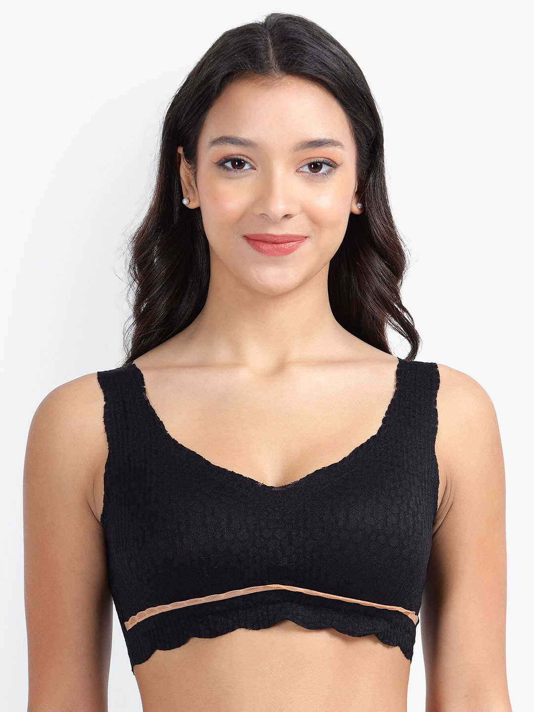 Buy PARKHA Self Design Non Wired Lightly Padded Seamless Bralette Bra ...