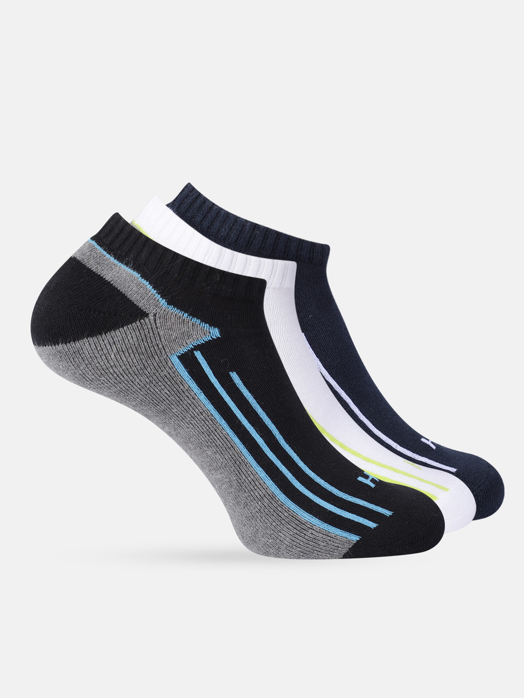 Buy HRX By Hrithik Roshan Men Set Of 3 Patterned Ankle Length Socks ...