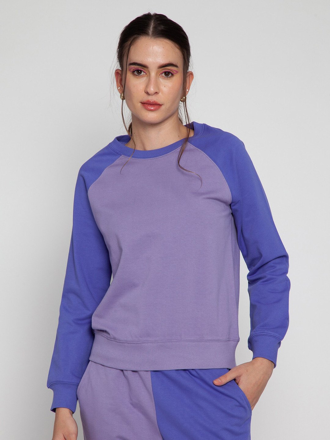 Buy CAVA Colourblocked Peri Split Sweatshirt - Sweatshirts for Women ...