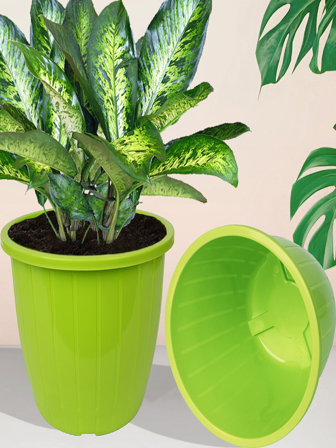 Buy Kuber Industries Yellow & Green 6 Pieces Balcony Textured Planters ...