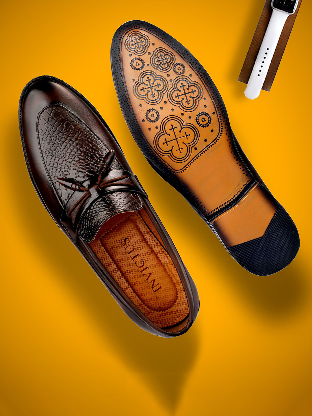 Buy INVICTUS Men Textured Pointed Toe Formal Loafers - Formal Shoes for ...