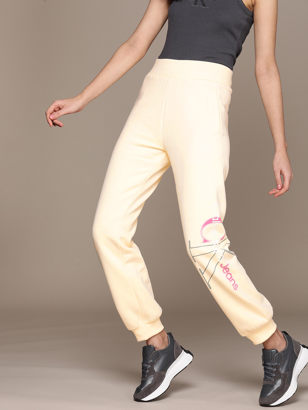 Buy Calvin Klein Jeans Women Mid Rise Brand Logo Printed Joggers Track ...