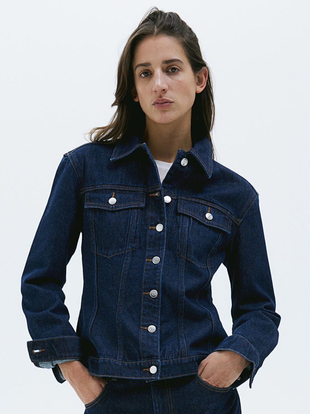 Buy H&M Pure Cotton Tapered Waist Denim Jacket - Jackets for Women ...