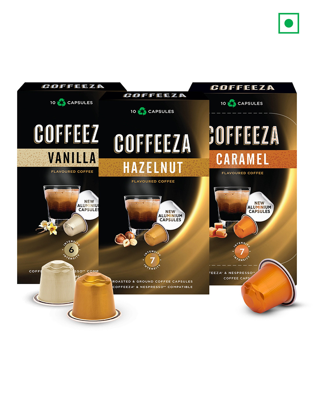 Buy Coffeeza Flavoured Variety Pack Hazelnut, Vanilla, Caramel Coffee ...