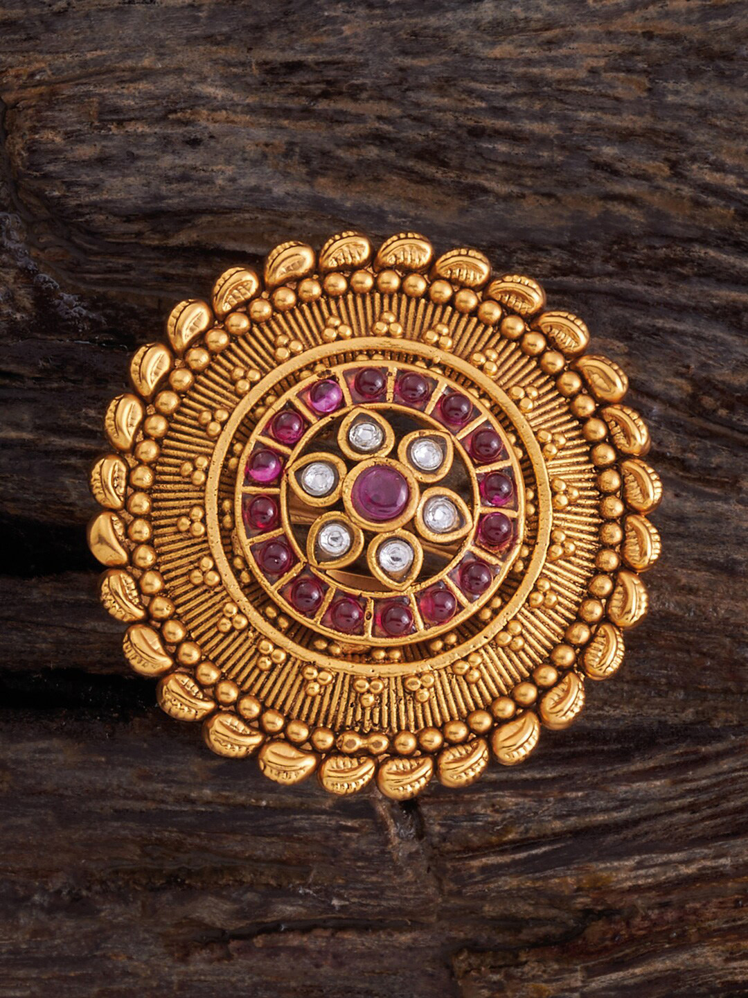 Buy Kushal's Fashion Jewellery Gold Plated Stone Studded Adjustable ...