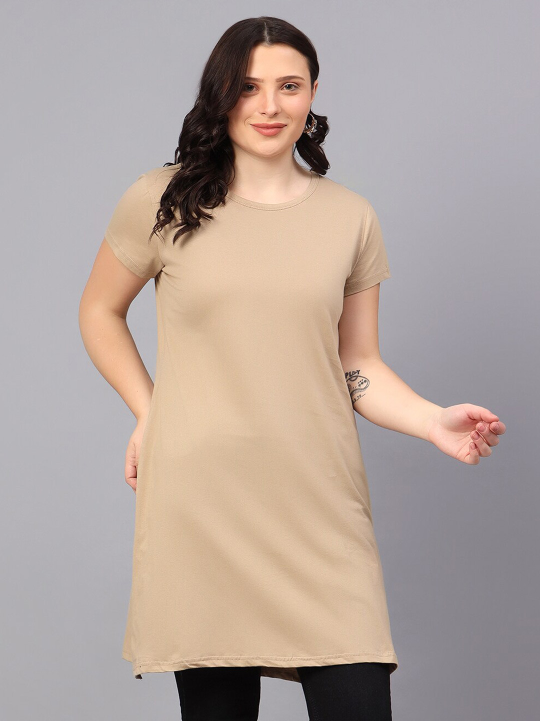 Buy Fleximaa Cotton Round Neck Longline Top - Tops for Women 26794152 ...