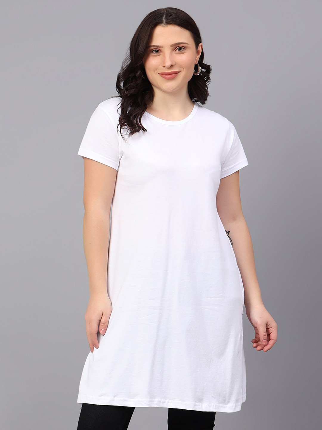 Buy Fleximaa Cotton Round Neck Longline Top - Tops for Women 26794156 ...