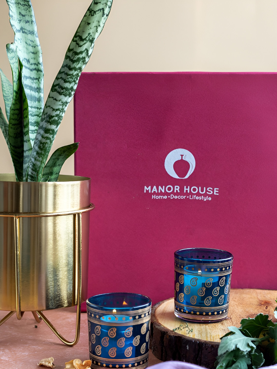 Buy Manor House Gold Toned & Blue Waves & Paisley Home Gift Set - Home ...