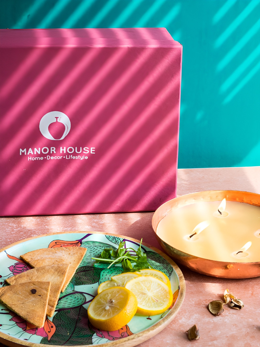 Buy Manor House Gold Toned & Blue Shanti Home Gift Set - Home Gift Sets ...