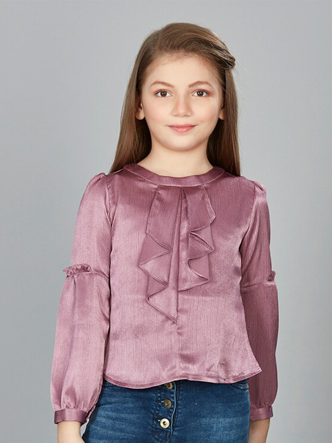 Buy Peppermint Girls Cuffed Sleeves Opaque Top - Tops for Girls ...