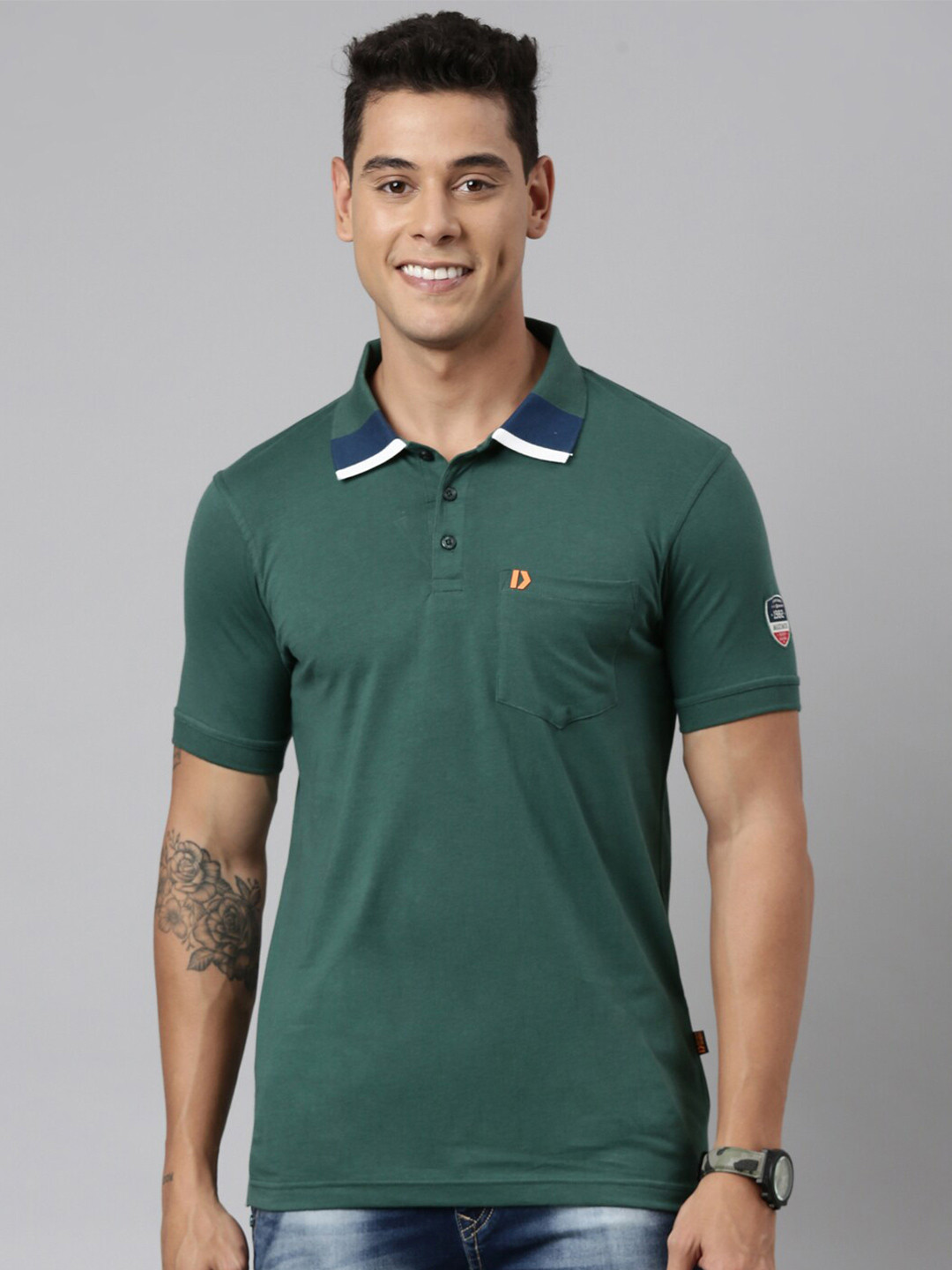 Buy Dixcy Scott Men's Solid 100% Cotton Brand Logo Polo Collar T Shirt ...