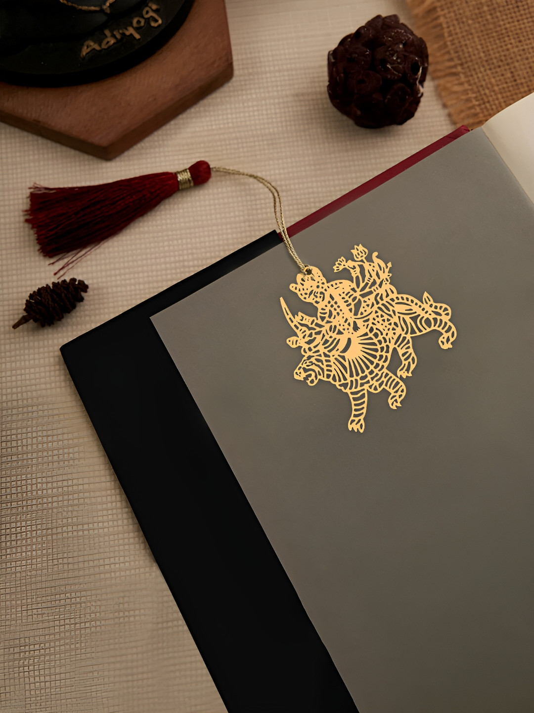 Buy DecorTwist Brass Durga Design Bookmark - Stationery for Unisex ...