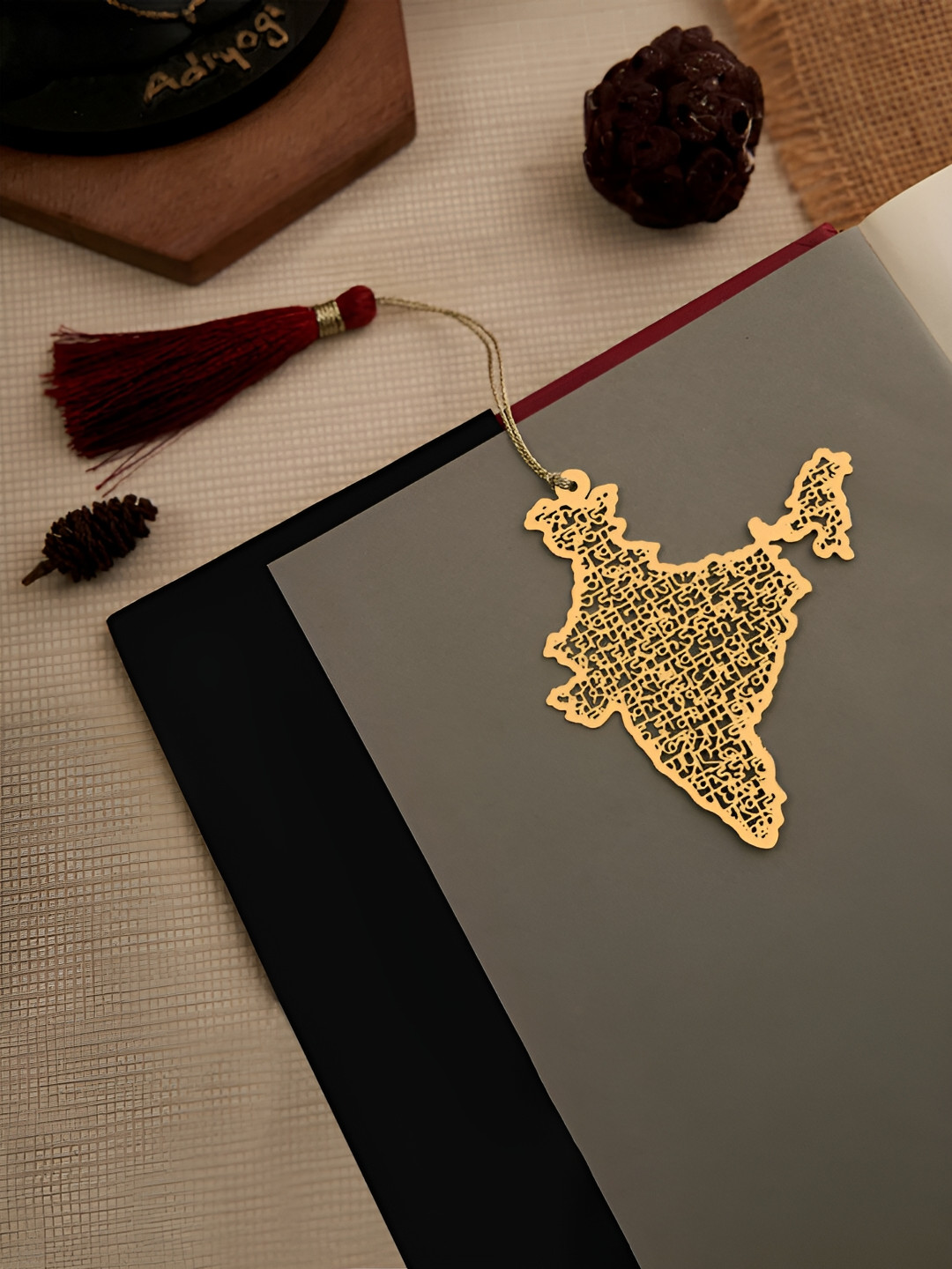 Buy DecorTwist Brass India Map Design Bookmark - Stationery for Unisex ...