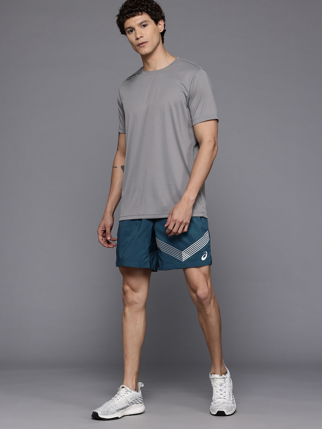 Buy ASICS Men Printed Running Shorts With Attached Briefs - Shorts for ...
