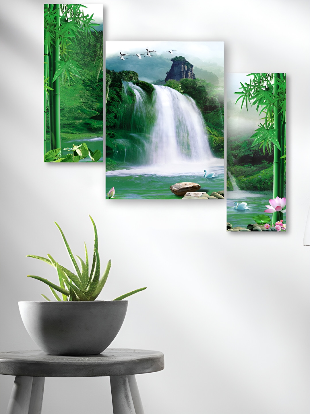 Buy WALLMAX Green 3 Pieces Synthetic Wooden Paintings Wall Art - Wall ...