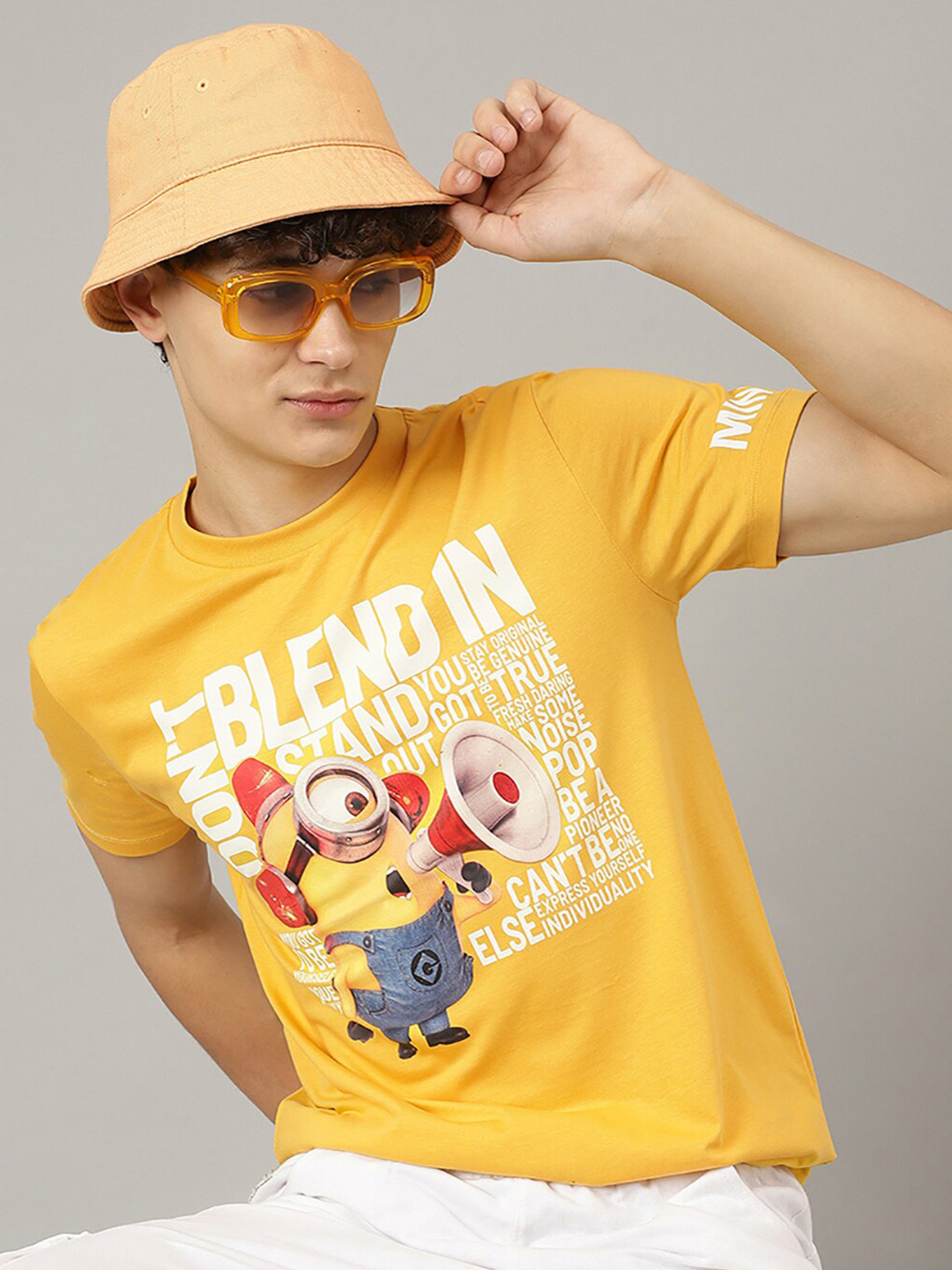 Buy Free Authority Minions Printed Round Neck Short Sleeves Cotton ...