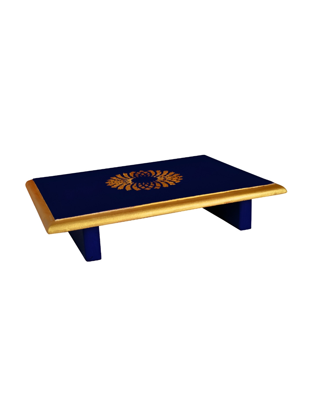 Buy Lal Haveli Peetalu Blue & Gold Tone Wooden Pata Stool For God ...