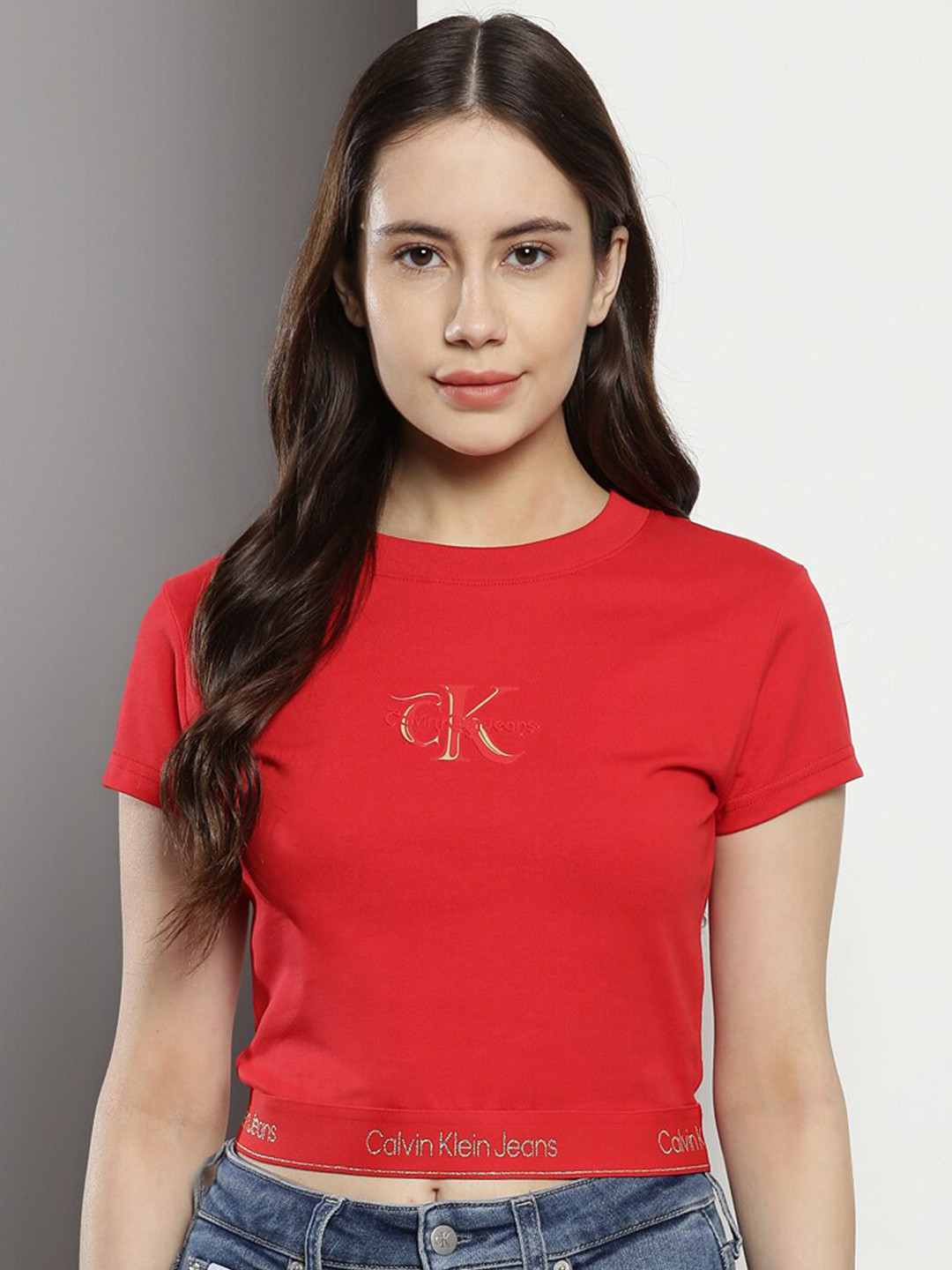 Buy Calvin Klein Cotton Printed Typography T Shirt - Tshirts for Women ...