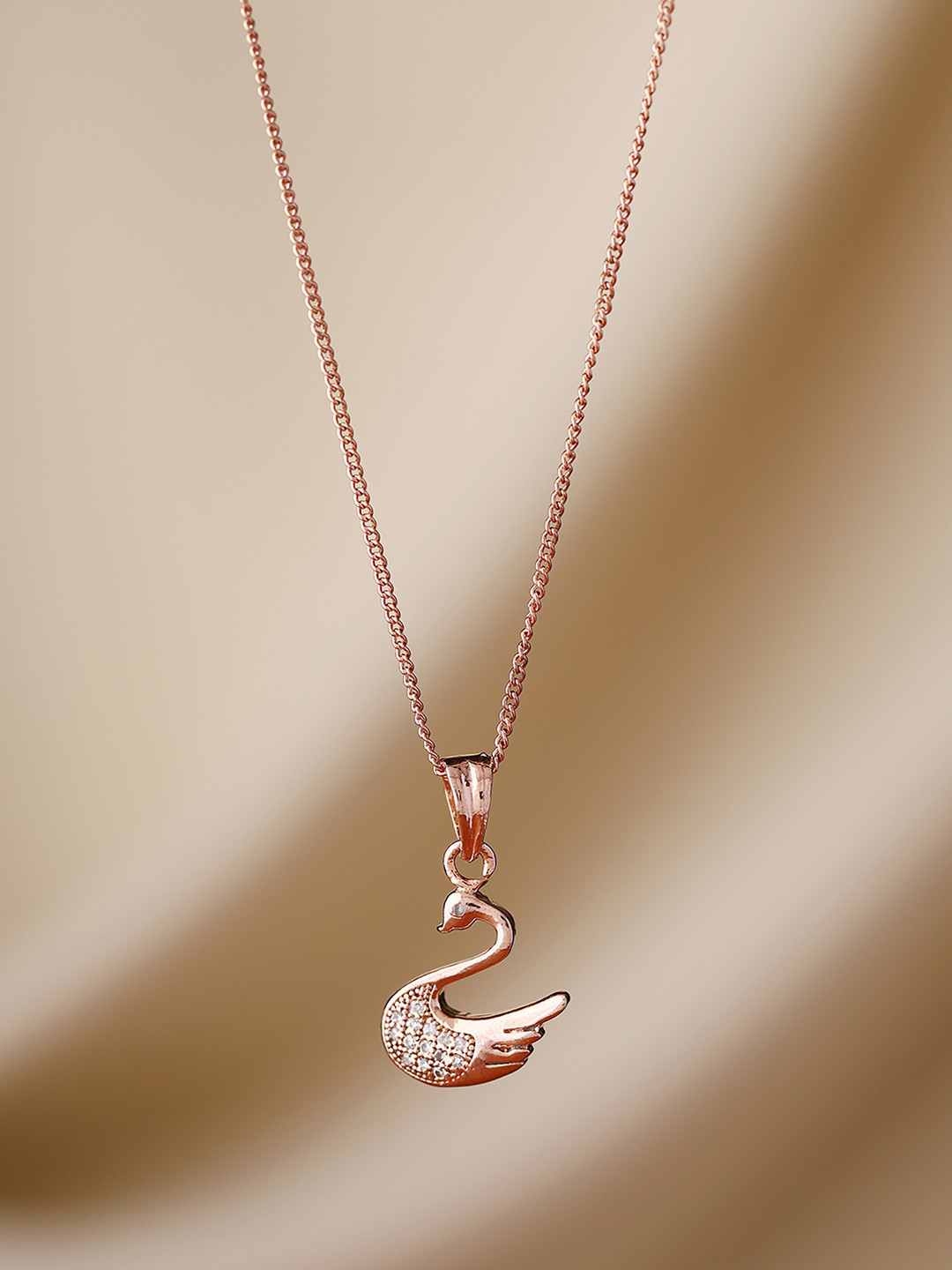 Buy Priyaasi Brass Rose Gold Plated Swan Detail Necklace - Necklace And Chains for Women ...