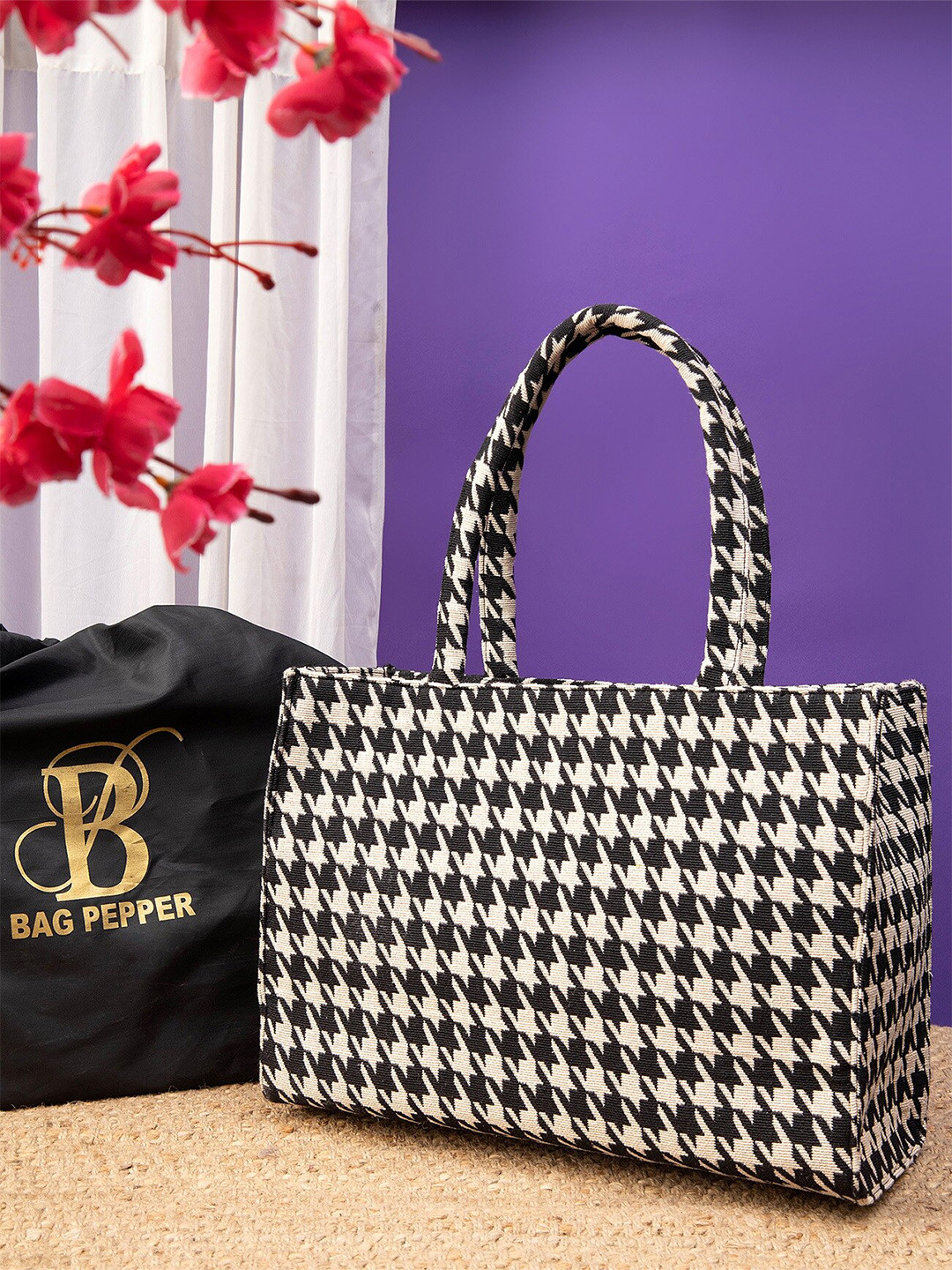 Buy Bag Pepper Abstract Printed Structured Handheld Jute Bag - Handbags ...