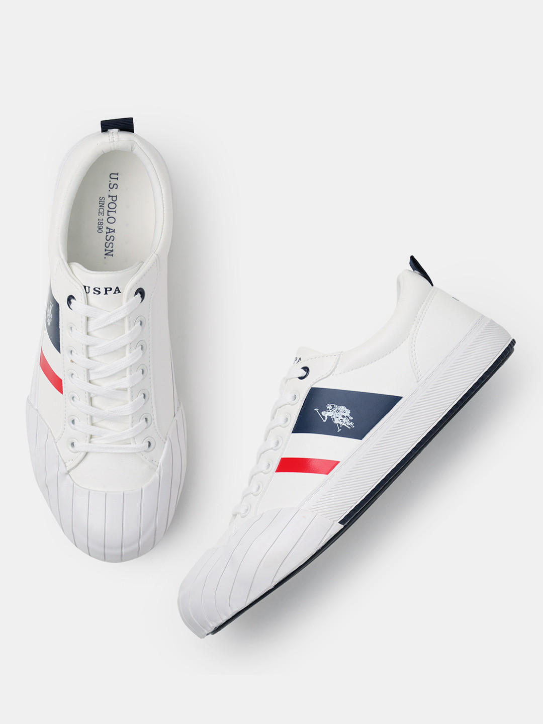 Buy U.S. Polo Assn. Men White Colourblocked Comfort Insole Lace Ups ...