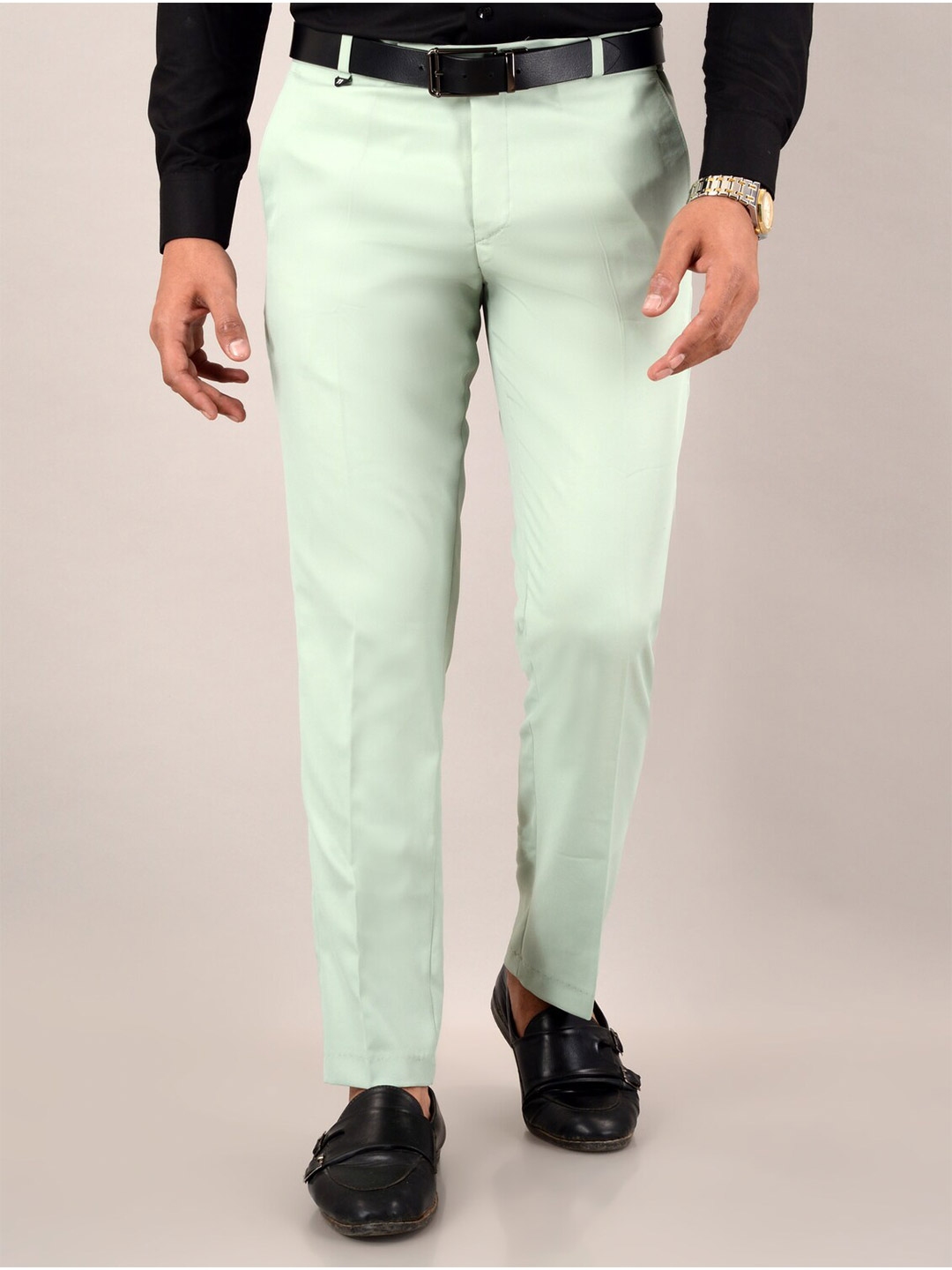 Buy VILLAIN Men Classic Slim Fit Wrinkle Free Cotton Formal Trousers ...