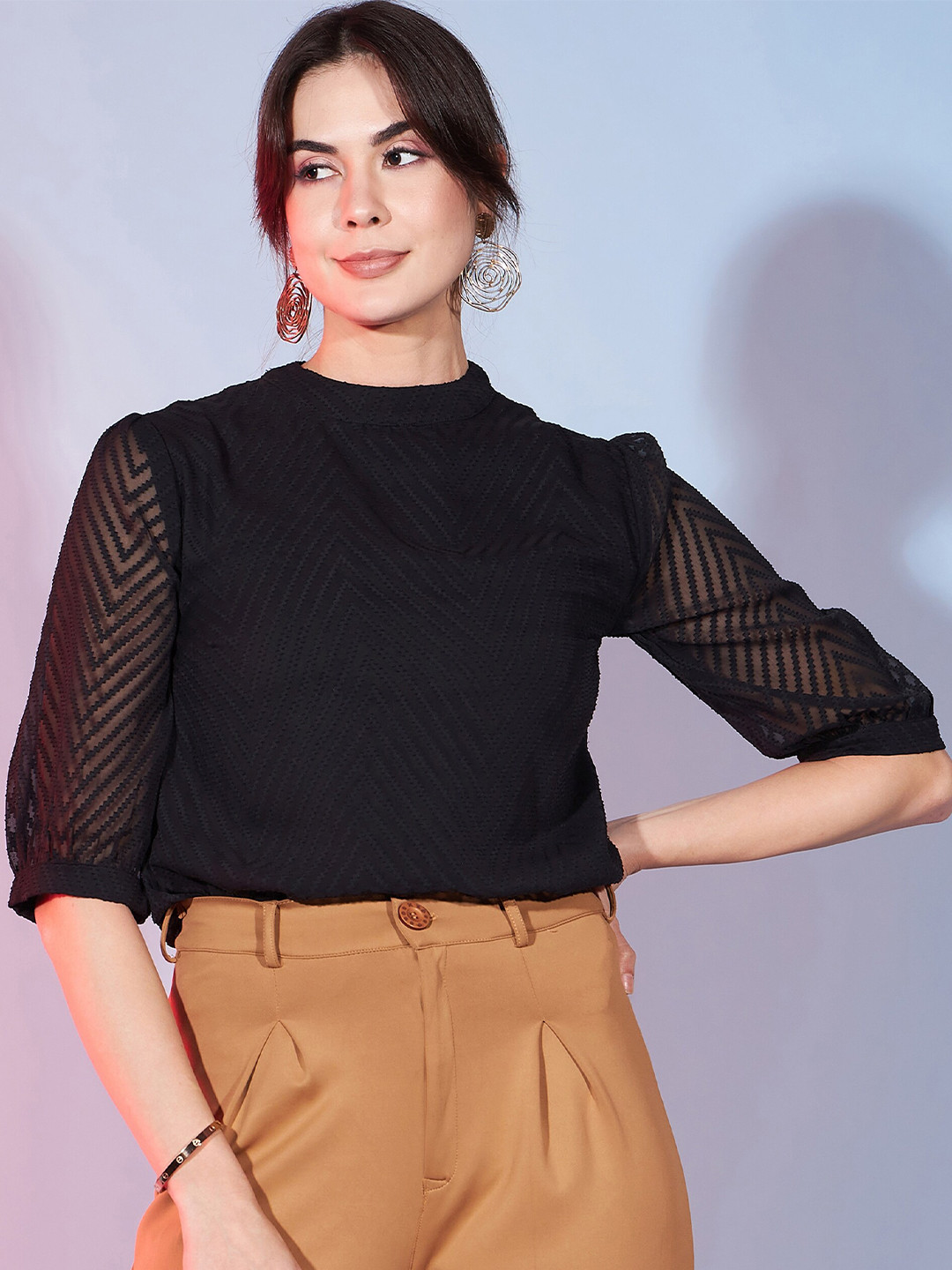 Buy DressBerry Black Self Design Top - Tops for Women 26839676 | Myntra