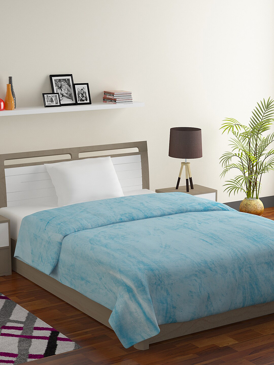 Buy BOMBAY DYEING Fidelis Blue Mild Winter 303 GSM Single Bed Blanket ...