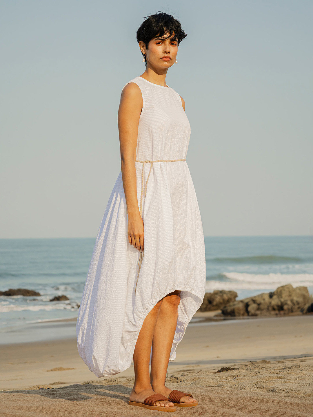 Buy RAREISM Rounf Neck Striped A Line Maxi Dress - Dresses for Women ...