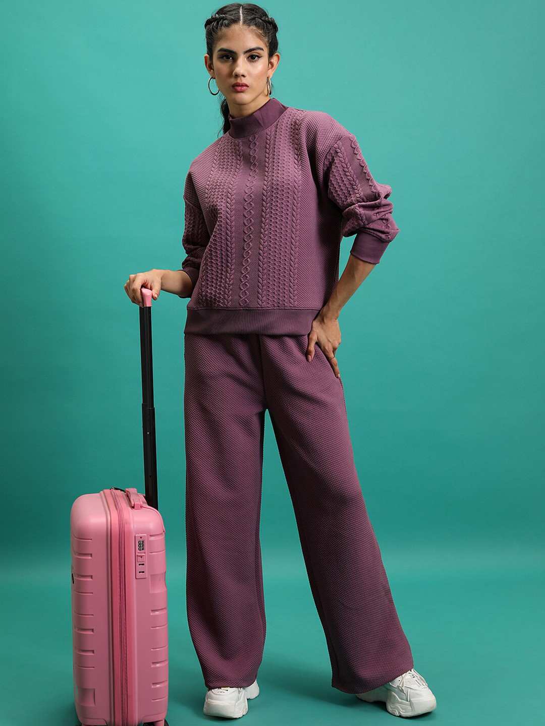 Buy Tokyo Talkies Varsity Sweatshirt With Track Pants Co Ords - Co Ords ...