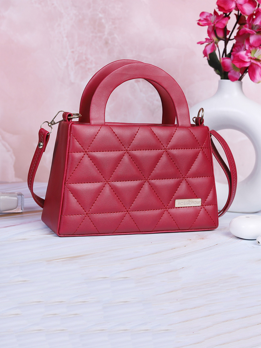 Buy ROSS BROWN Textured Structured Handheld Bag - Handbags for Women ...