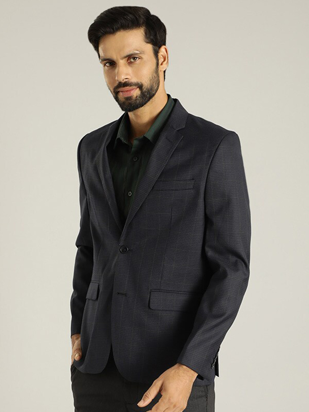 Buy Indian Terrain Checked Single Breasted Blazer - Blazers for Men ...