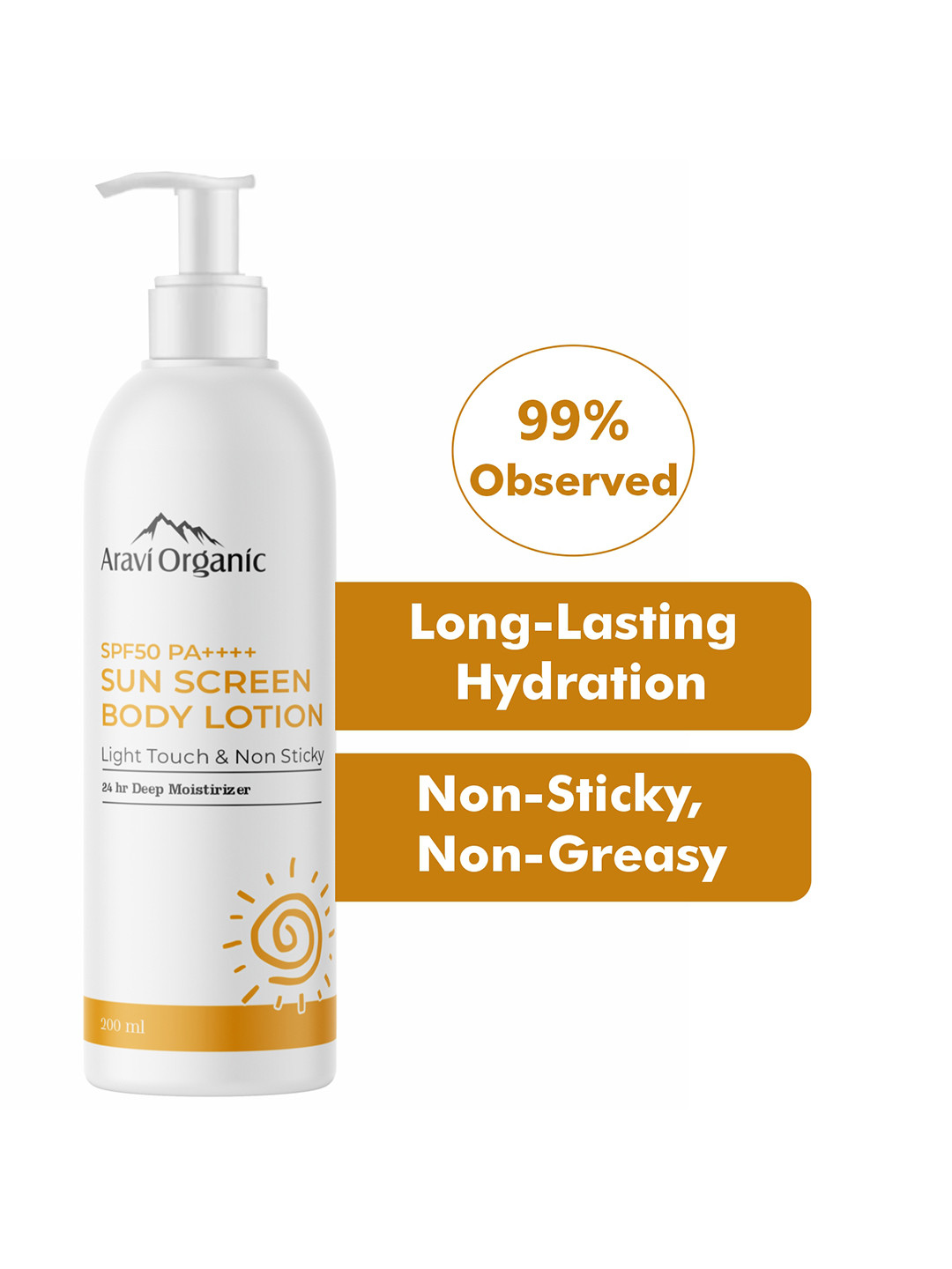 Buy Aravi Organic Sunscreen Body Lotion SPF 50 PA+++ 200ml - Body ...