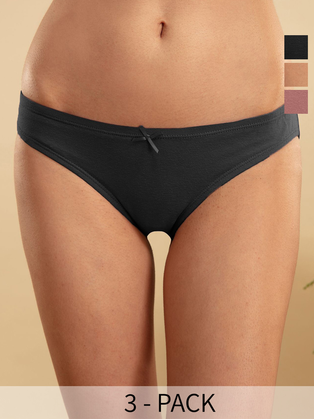 Buy Nykd By Nykaa Pack Of 3 Low Rise Bikini Briefs NYP112 Foxglove, Black, Mahogany - Briefs for ...