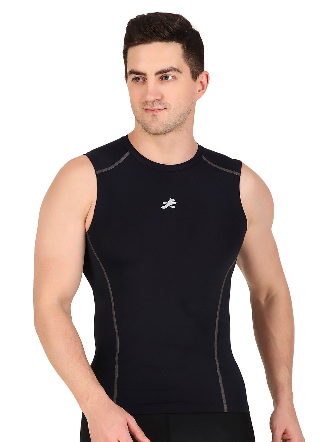 Buy REDESIGN Round Neck Sleeveless Compression T Shirt - Tshirts for ...