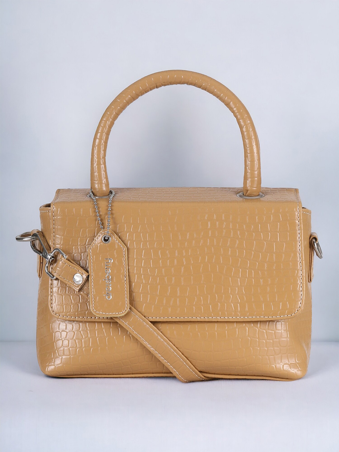 Buy DressBerry Tan Textured Structured Sling Bag With Tasselled ...