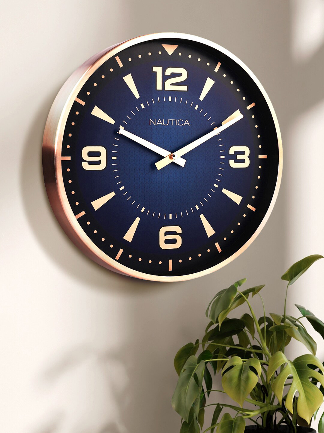 Buy Nautica Navy Blue & Grey Contemporary Analouge Round Shaped Wall ...