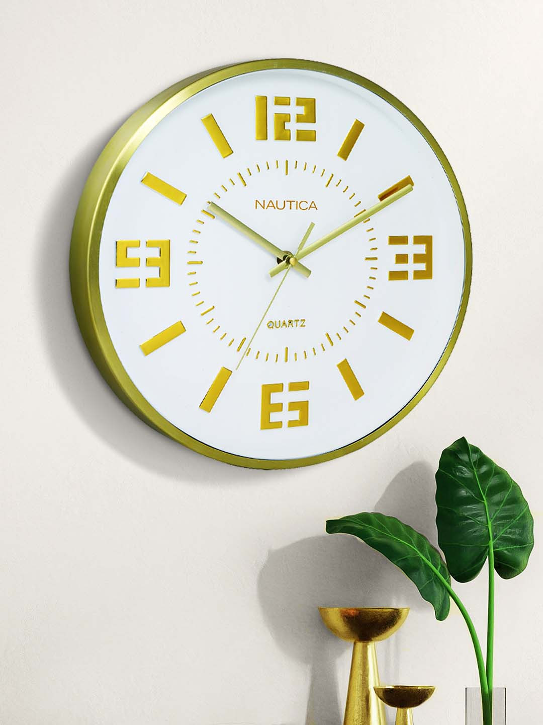 Buy Nautica White & Gold Toned Contemporary Wall Clock - Clocks for ...