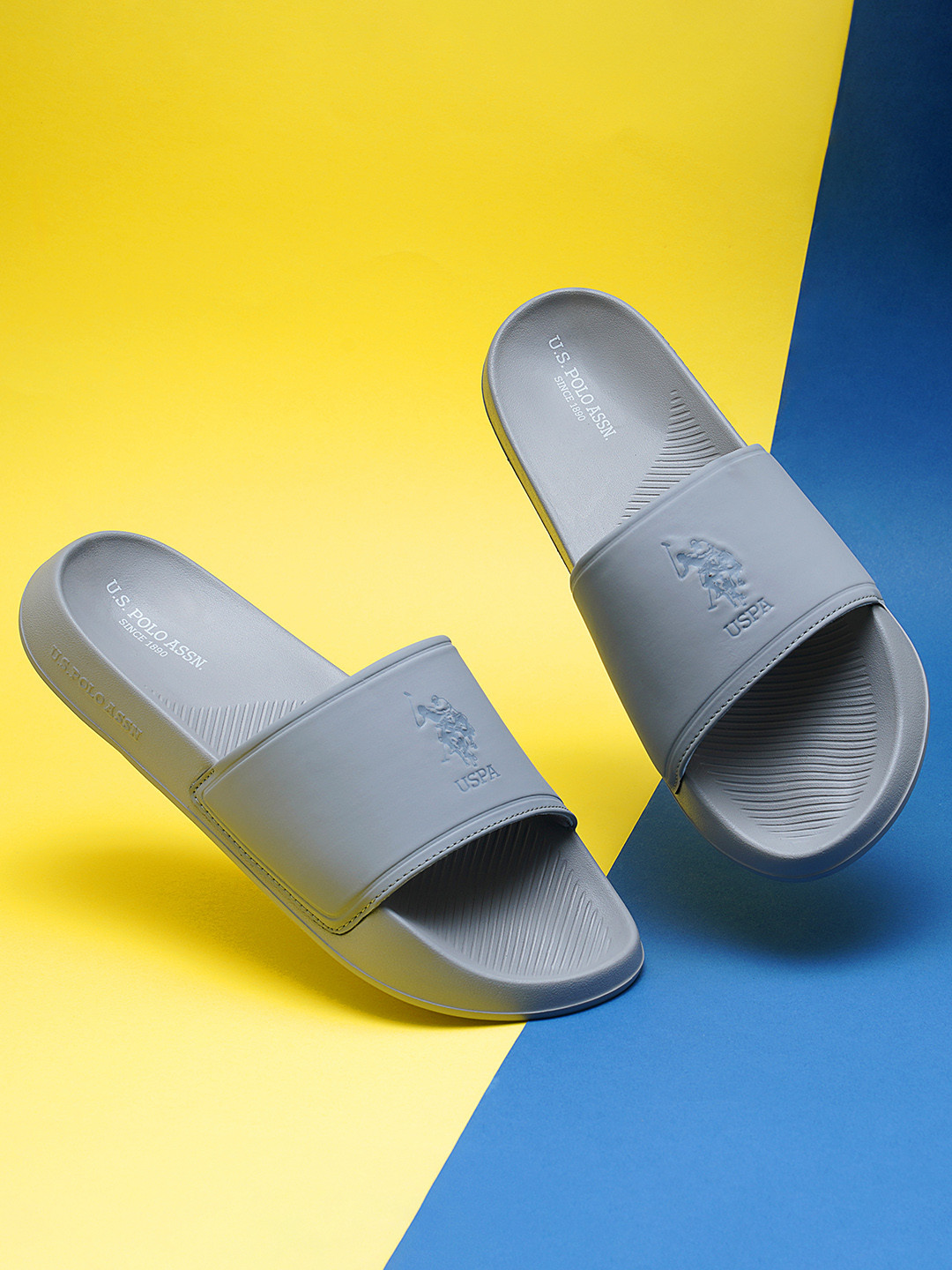 Buy U.S. Polo Assn. Men Self Design Sliders - Flip Flops for Men ...