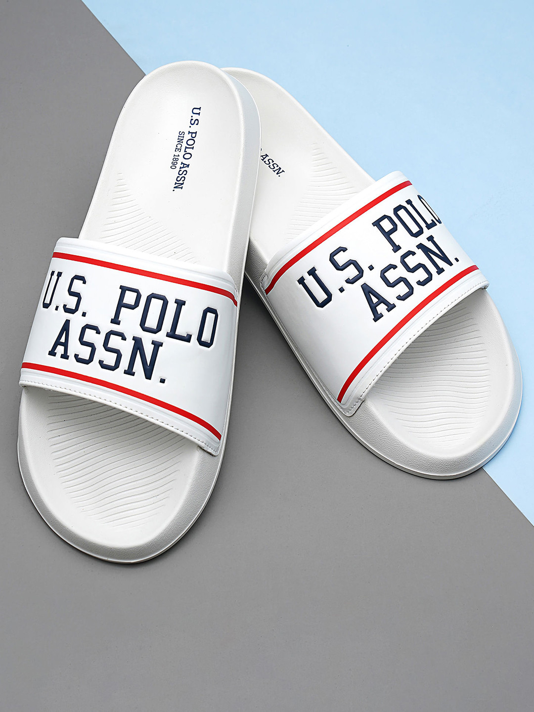Buy U.S. Polo Assn. Men Brand Logo Printed Sliders - Flip Flops for Men ...