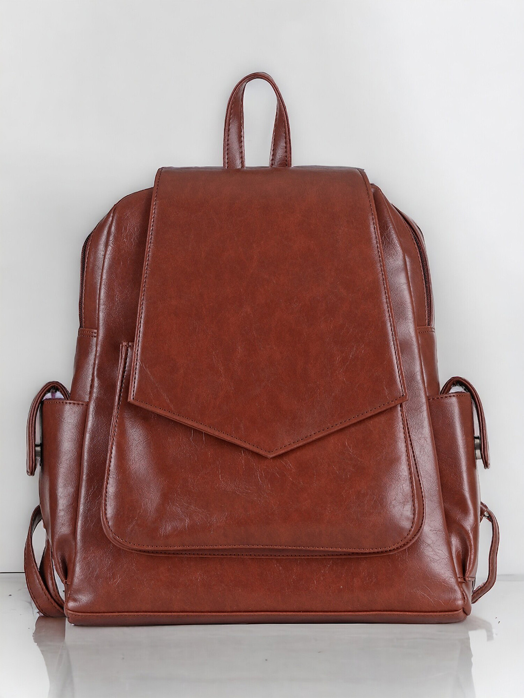 Buy Mast & Harbour Women Tan PU Backpack Up To 15 Inch - Backpacks for ...