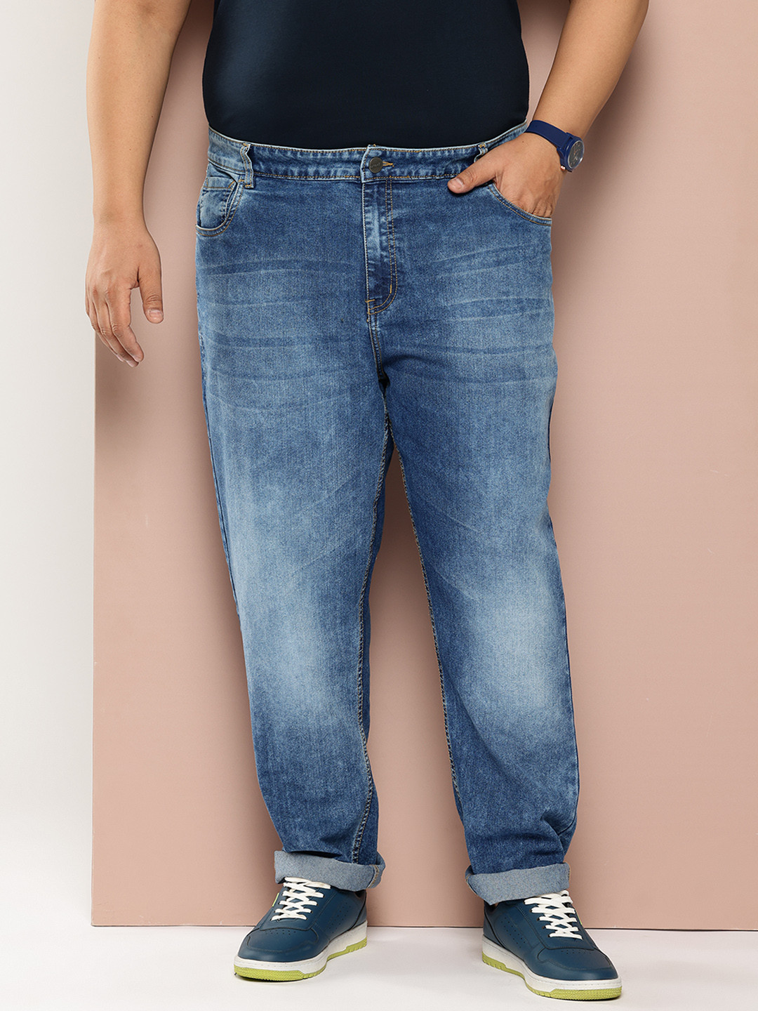 Buy Sztori Men Plus Size Slim Fit Light Fade Stretchable Jeans - Jeans ...