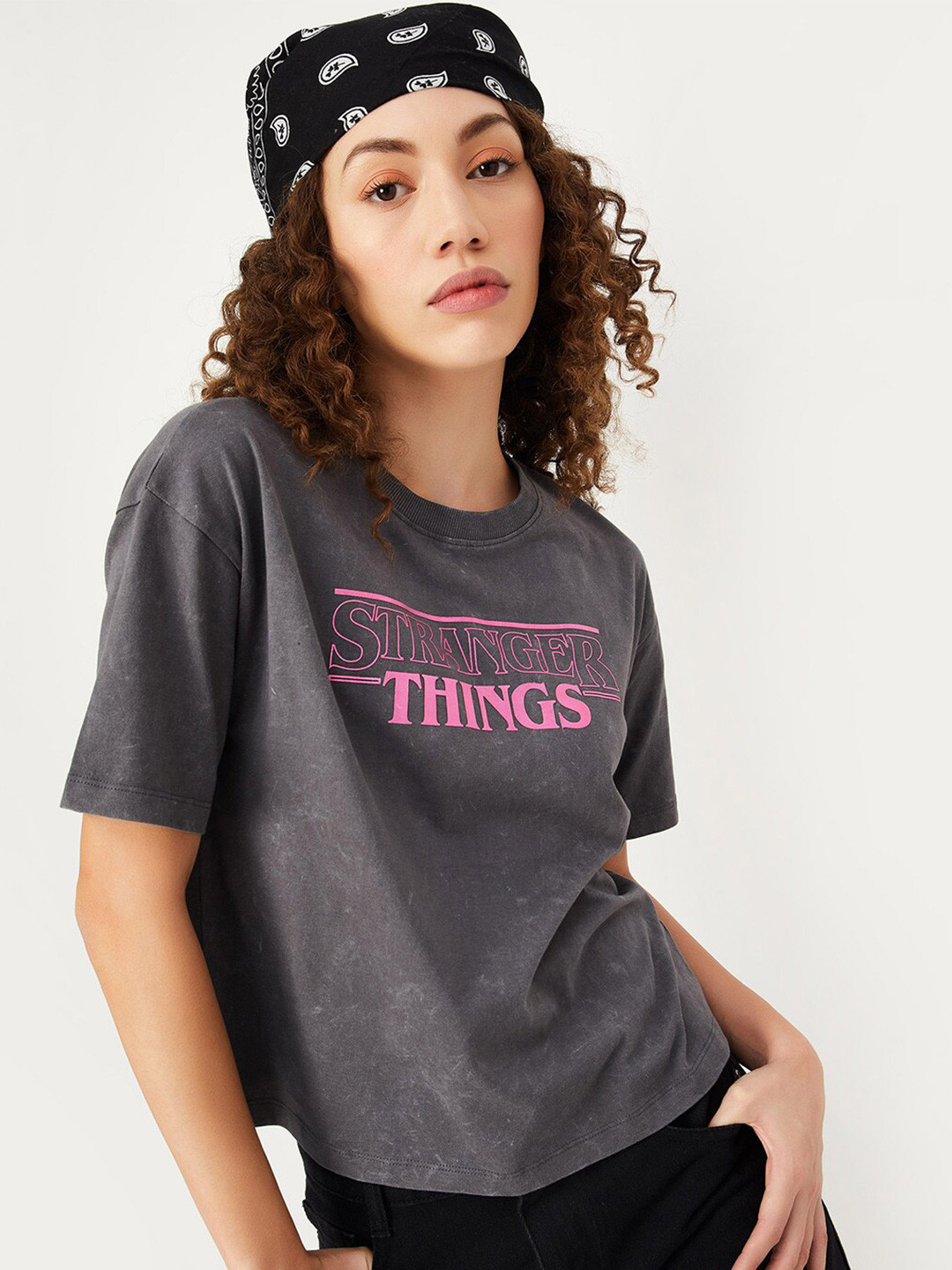 Buy Max Stranger Things Printed Drop Shoulder Sleeves Pure Cotton T ...